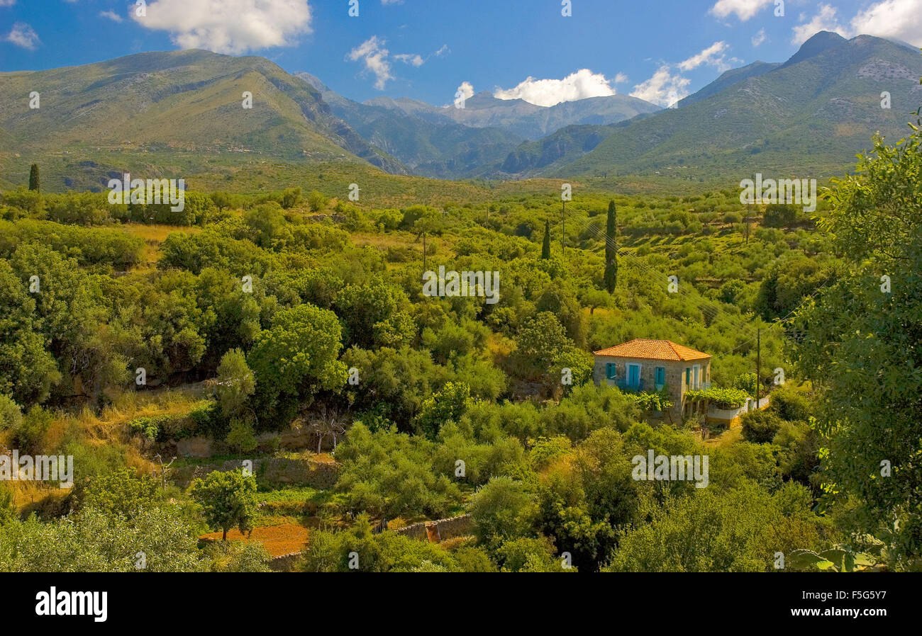 Landscape near Petrovouni, Exo Mani, Greece Stock Photo - Alamy
