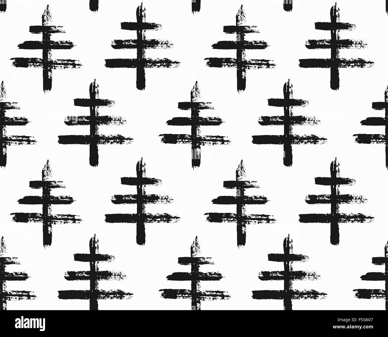 Christmas tree watercolor hand Black and White Stock Photos & Images ...