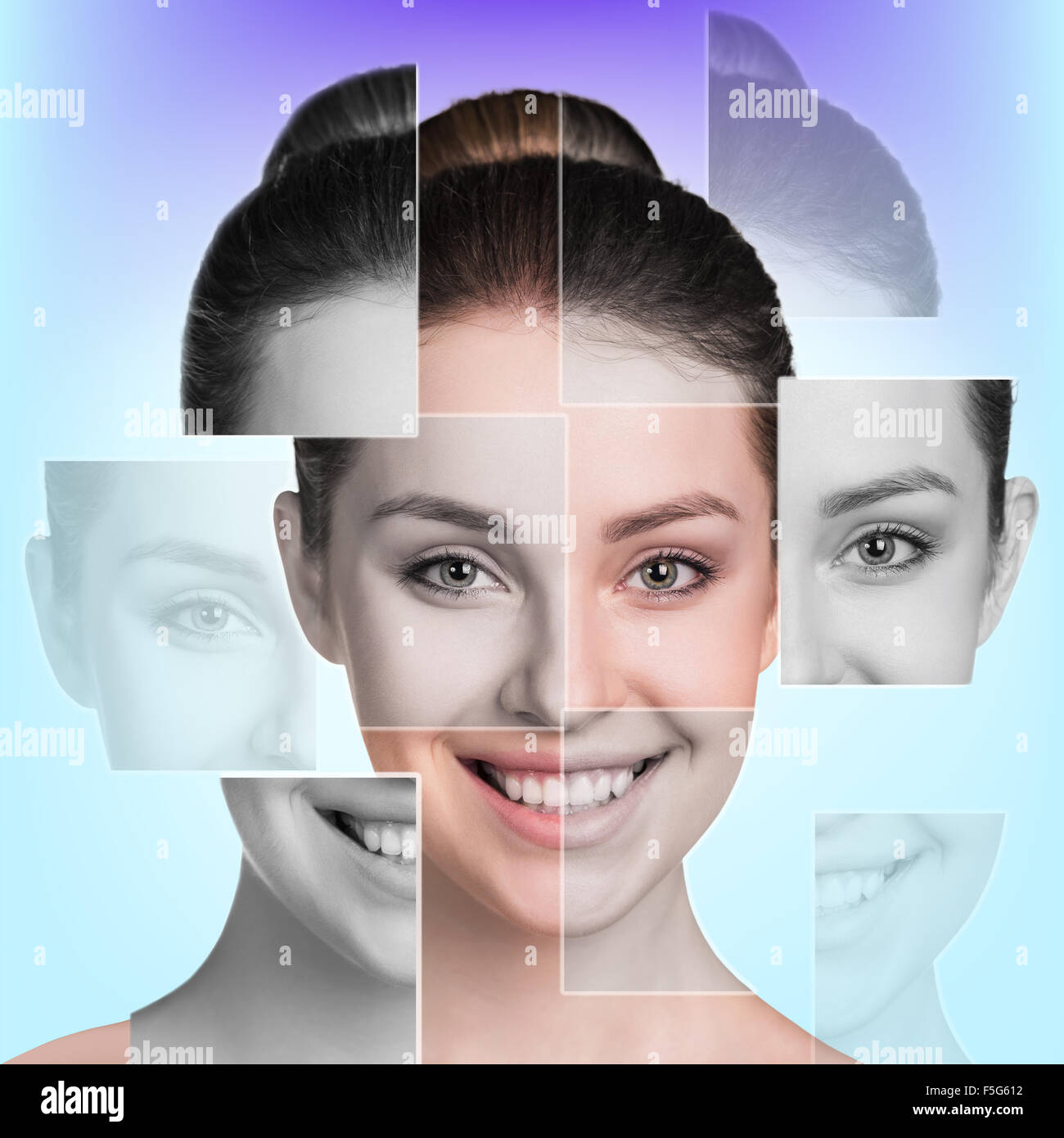 Perfect female face made of different faces Stock Photo - Alamy