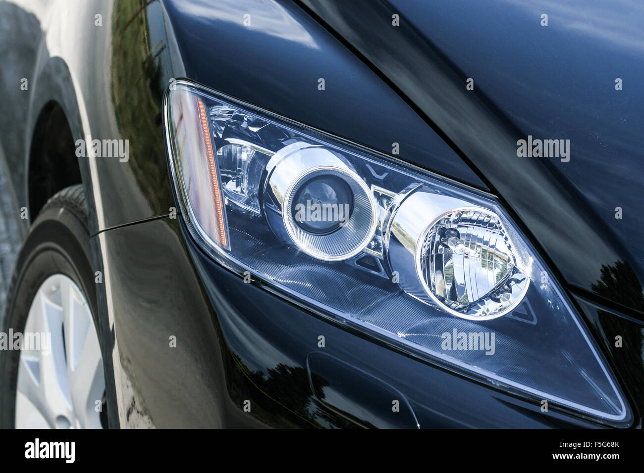 Closeup headlights of car Stock Photo - Alamy