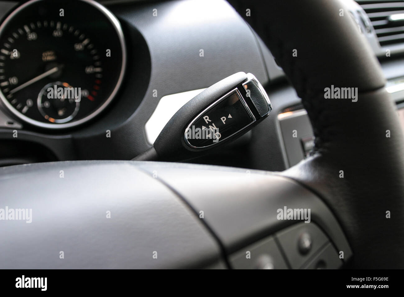 Detail on a automatic gear shifter in a new car Stock Photo - Alamy