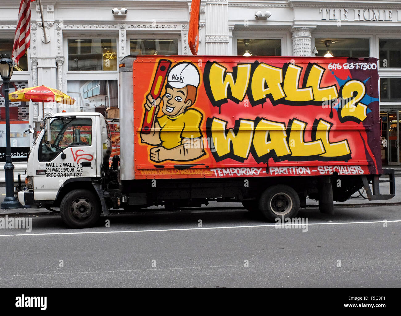 Delivery truck for the Brooklyn contacting firm WALL 2 WALL who build ...
