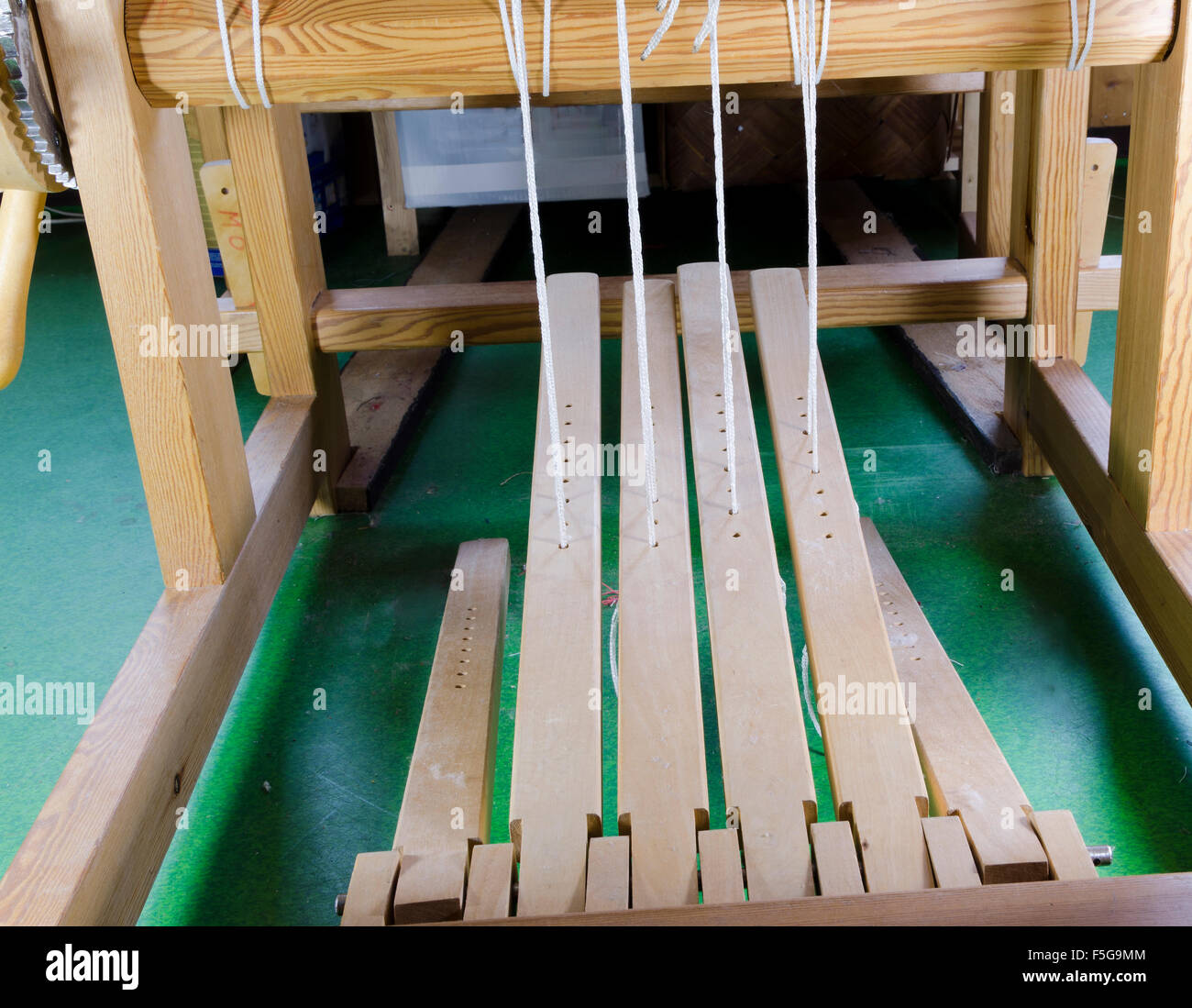 Closeup of how the pedals in a loom is arranged, photo from the North ...