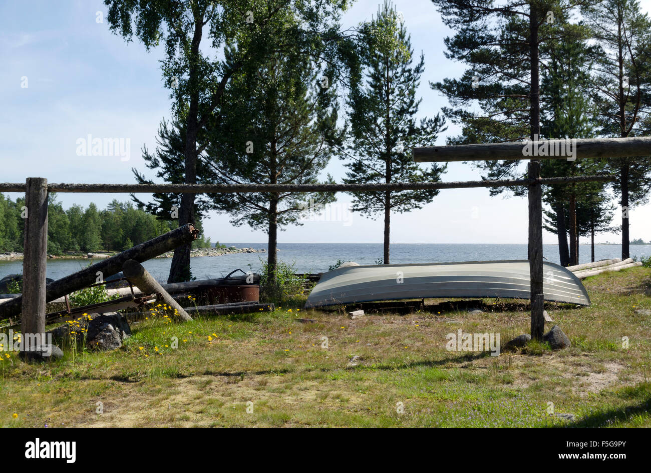 Painted boat awating for fishing trip out on the sea, picture from the ...