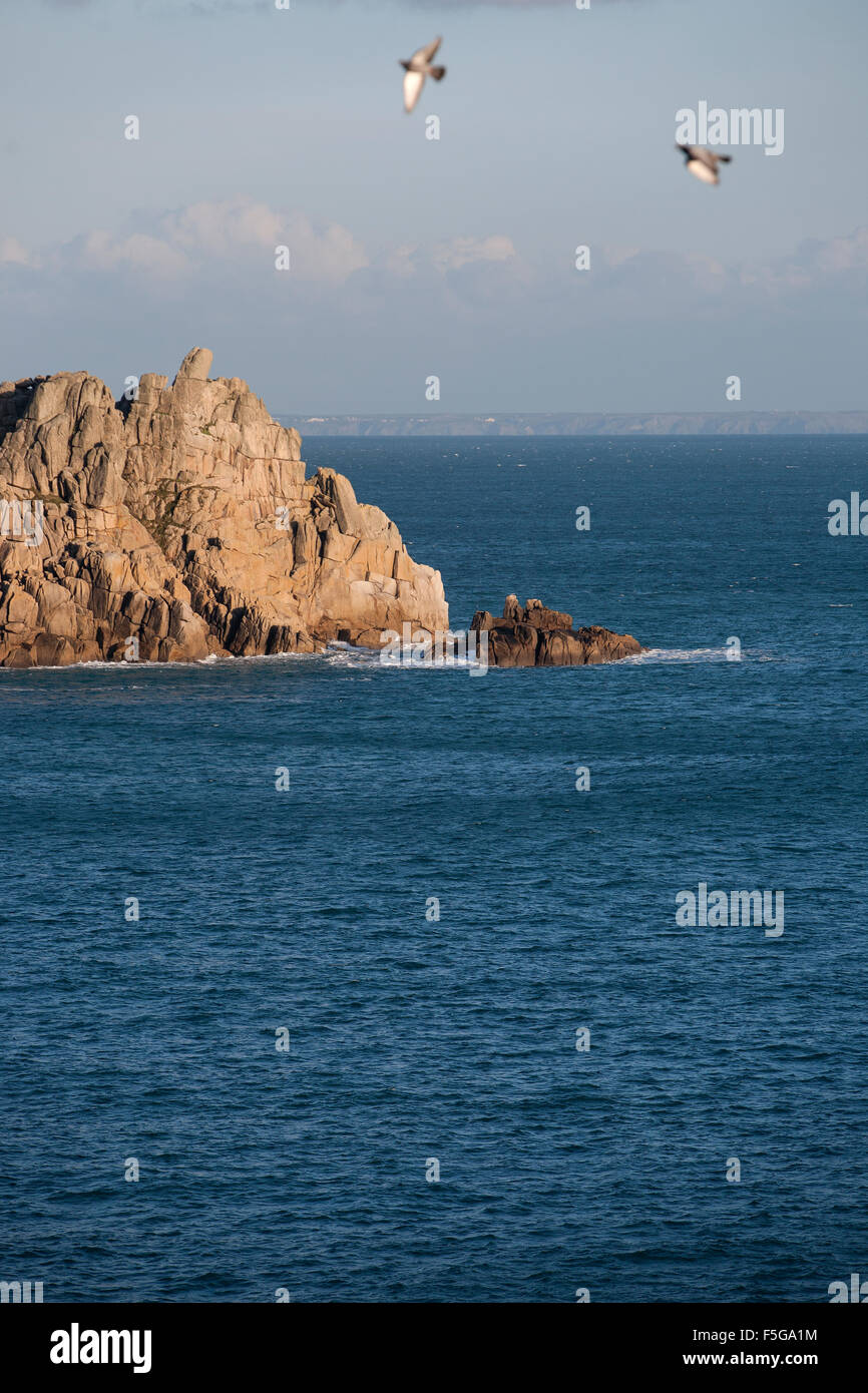 Blue sea at Logans Rock, Cornwall Stock Photo - Alamy