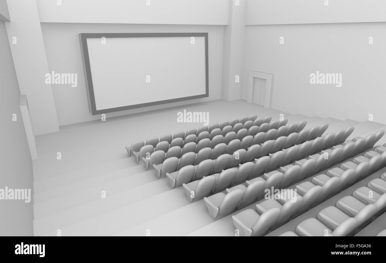 Empty Movie Theater interior with blank screen Stock Photo - Alamy