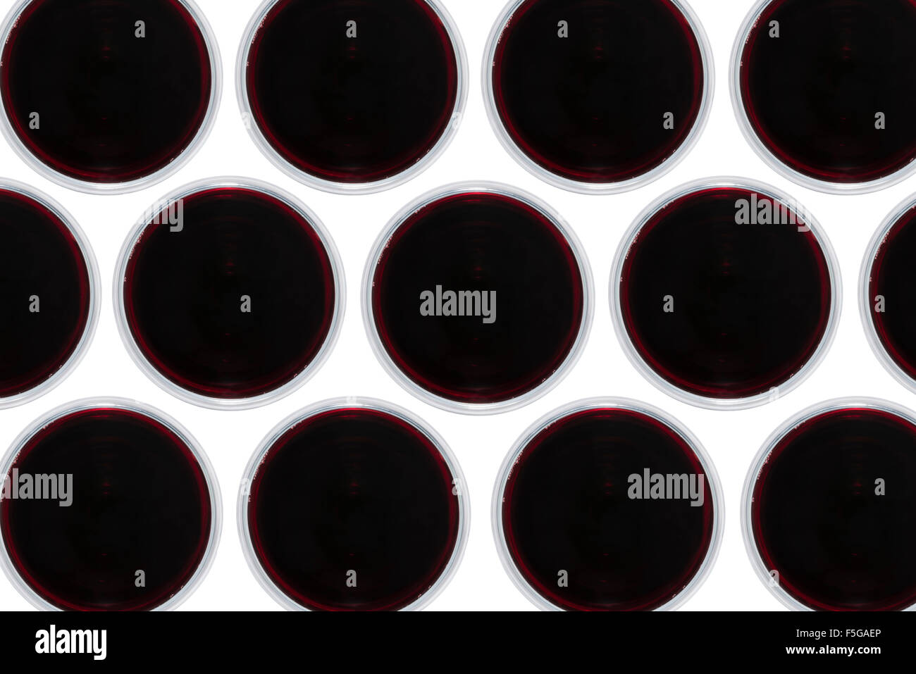 wine glasses from above in order with rows Stock Photo - Alamy