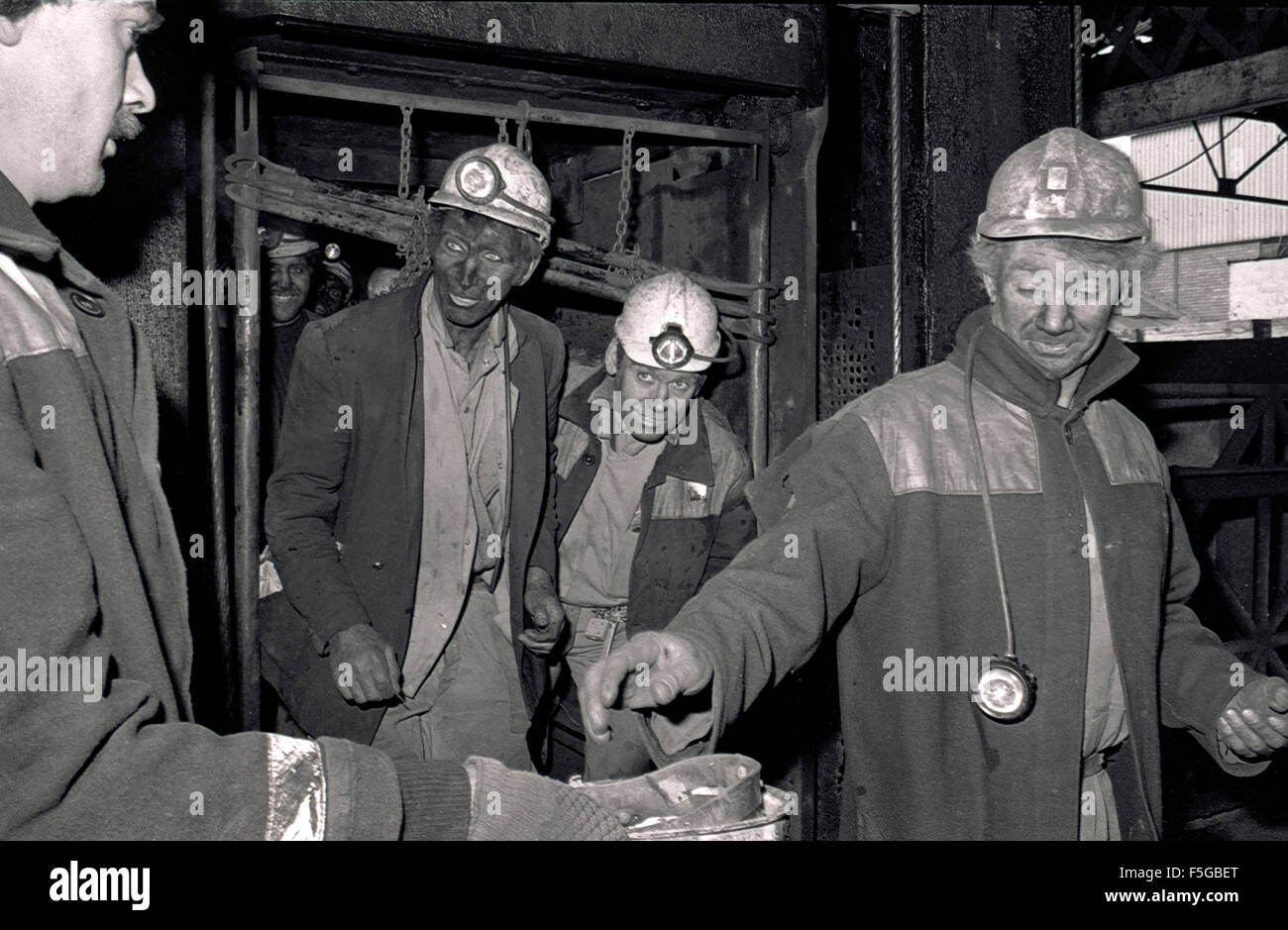 Miners at the South Celynen Colliery in the south Wales valleys. The ...