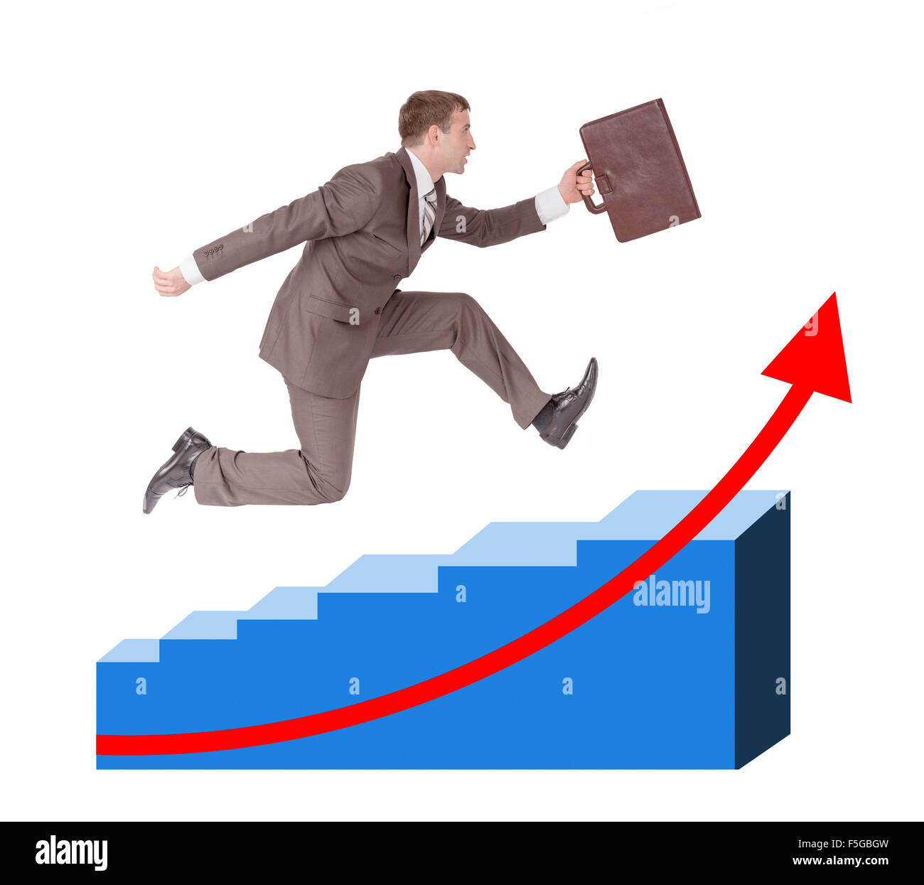 Person running with suitcase on chart Stock Photo - Alamy