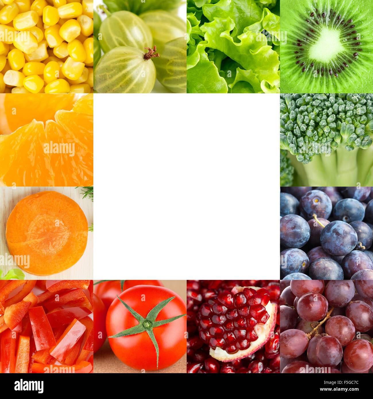 Fresh fruits and vegetables frame. Food concept Stock Photo - Alamy