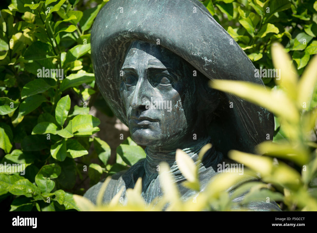 Malcesine, Italy, a monument to Johann Wolfgang von Goethe Stock Photo ...