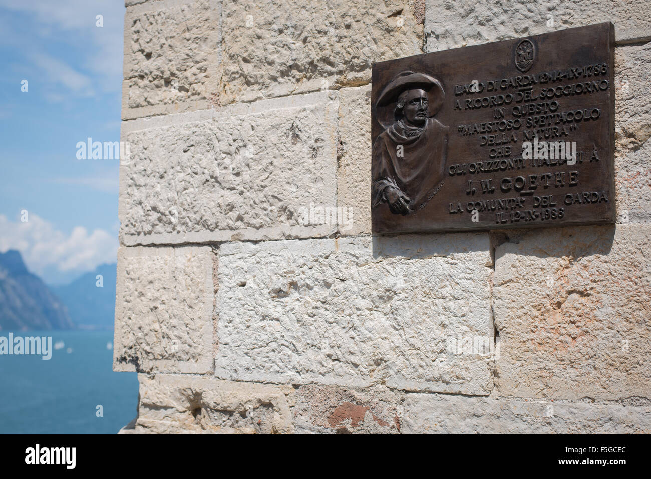 Malcesine, Italy, Memorial plaque to Johann Wolfgang von Goethe to the ...