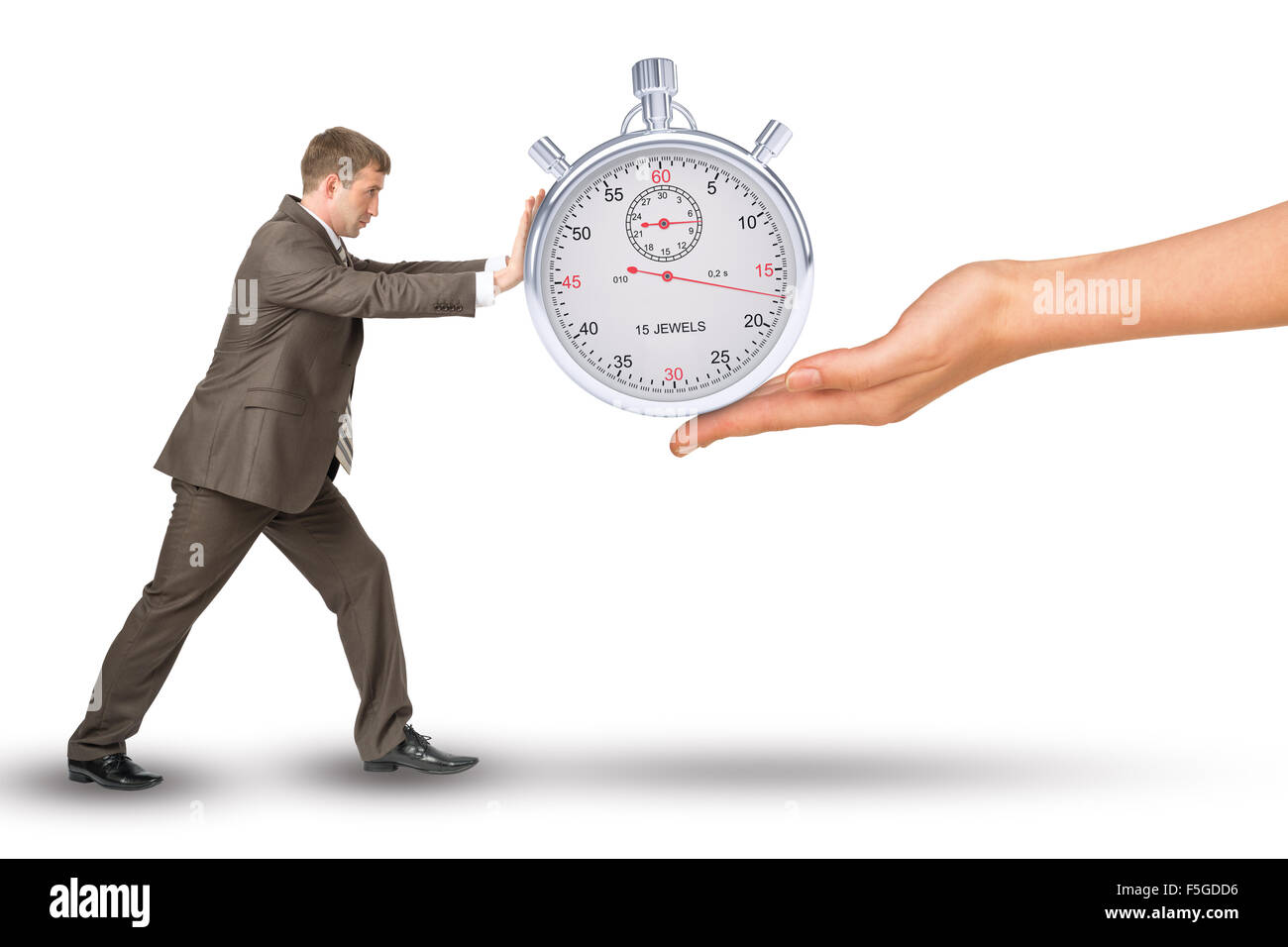 Hand giving timer to businessman Stock Photo - Alamy