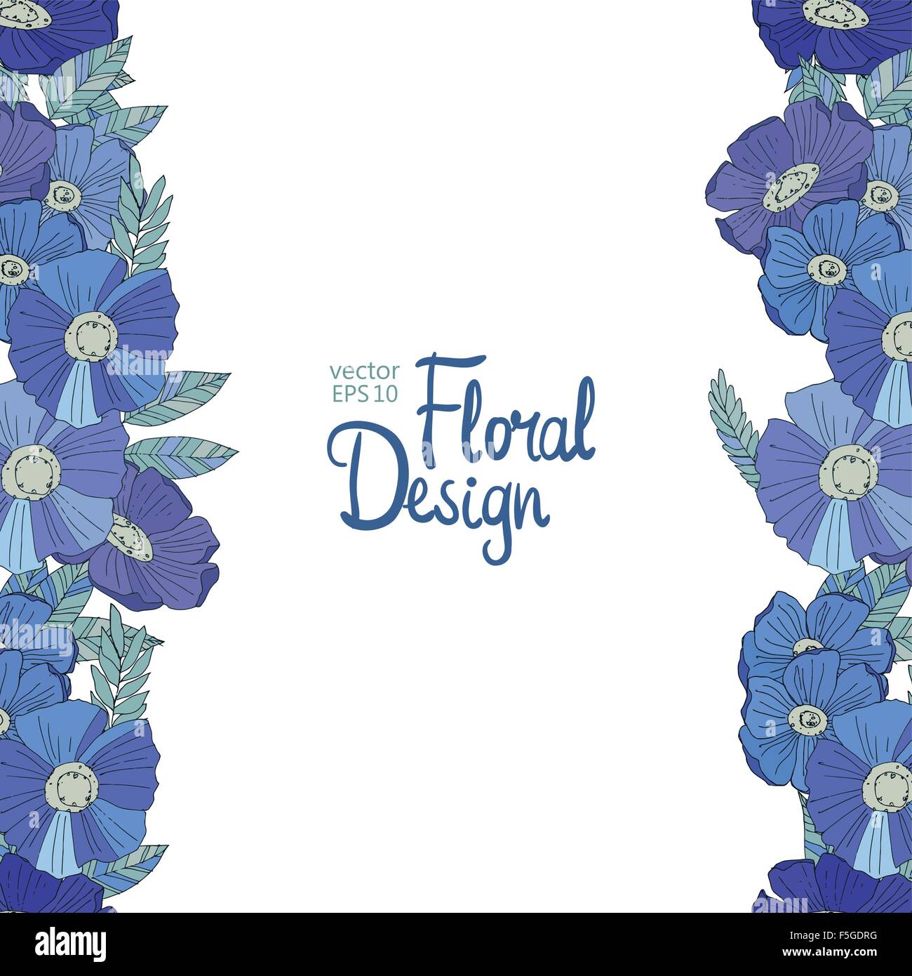 Blue floral border made with wildflowers Stock Vector Image & Art - Alamy