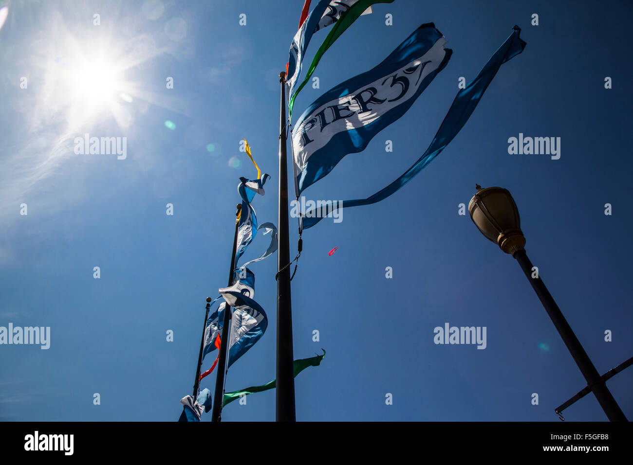 Colorful flags at pier hi-res stock photography and images - Alamy
