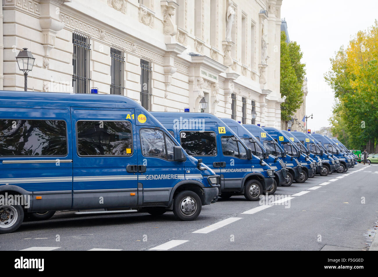 French Police Gendarmerie Vans parked in the national police office ...