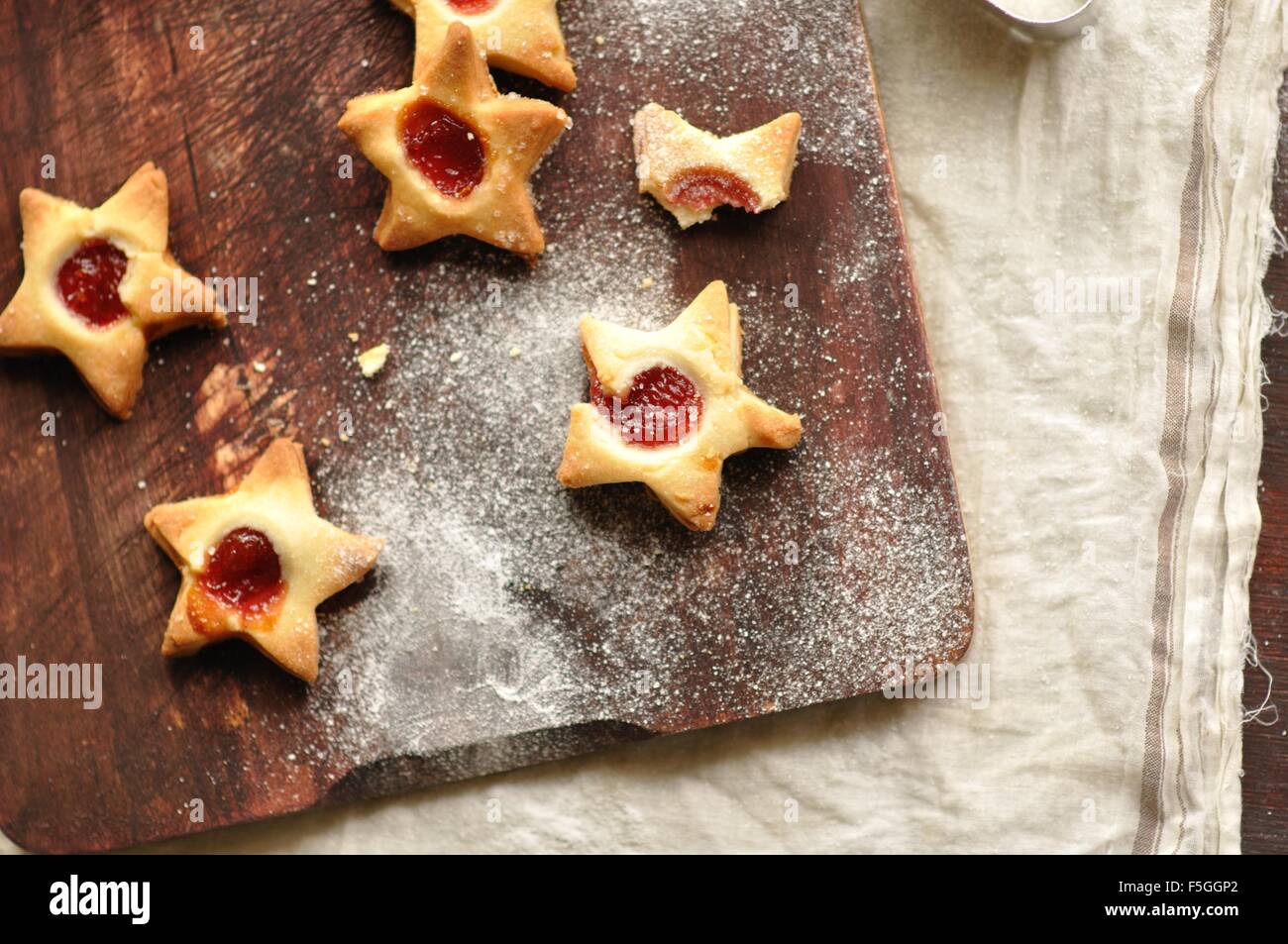 Star cookies with jam center Stock Photo - Alamy
