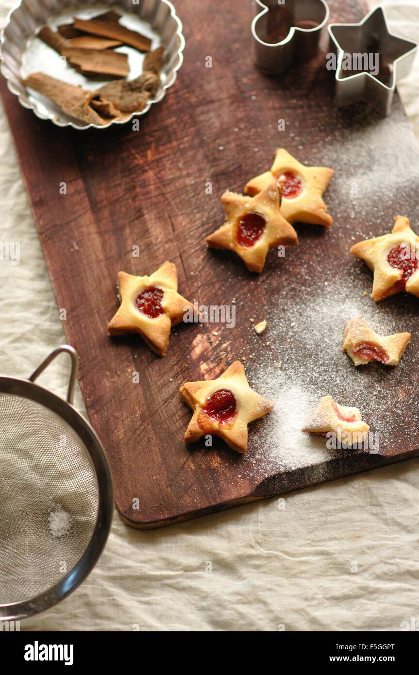 Star cookies with jam center Stock Photo - Alamy