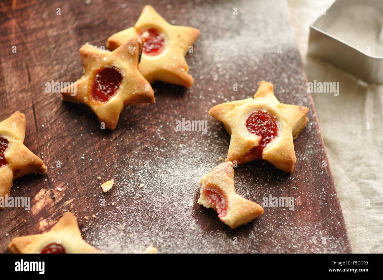 Star cookies with jam center Stock Photo - Alamy