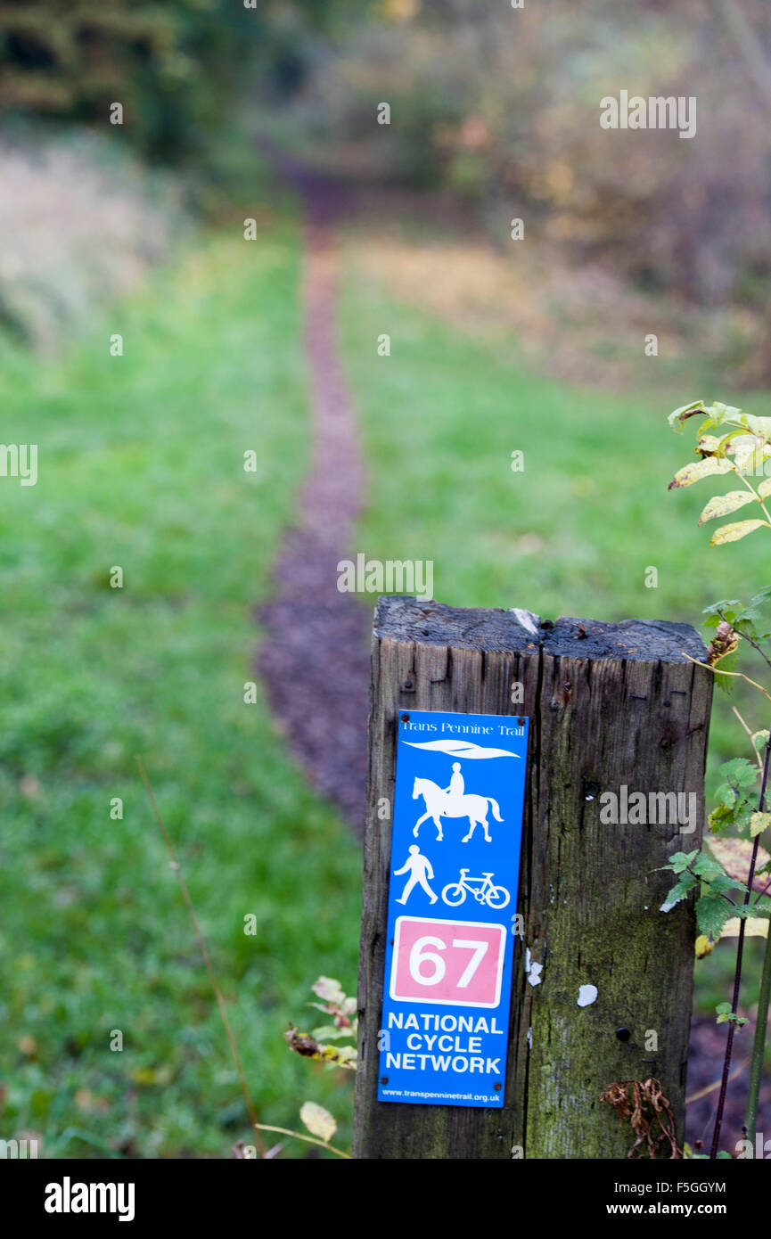Sign post marking the route of the Trans Pennine Trail in Sheffield ...
