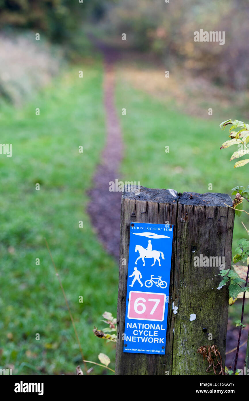 Sign post marking the route of the Trans Pennine Trail in Sheffield ...