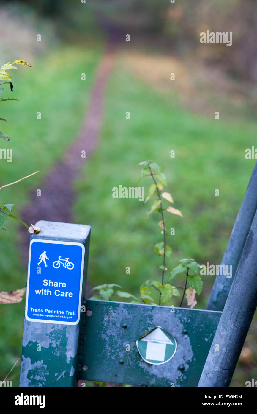 Sign post marking the route of the Trans Pennine Trail in Sheffield ...