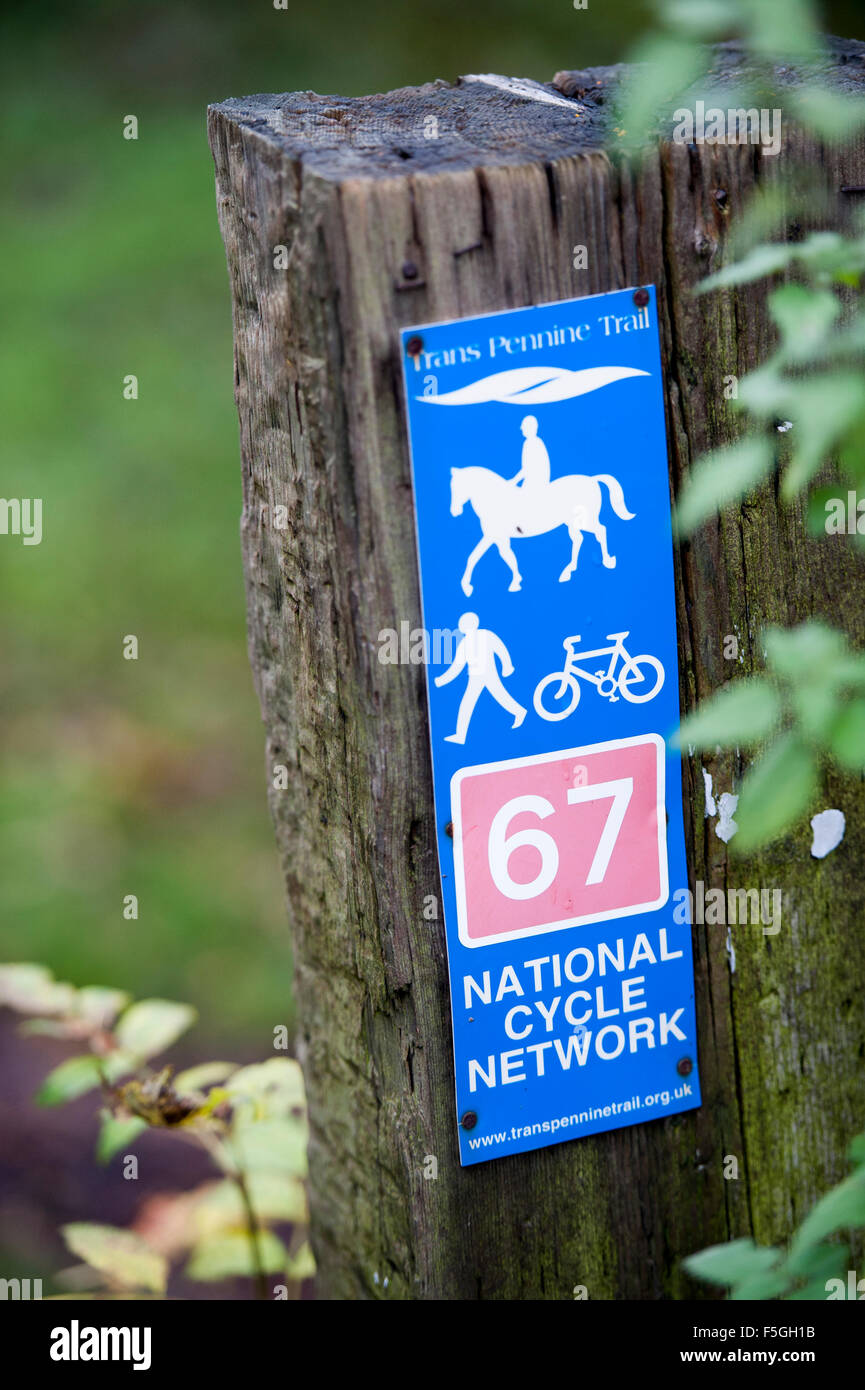 Sign post marking the route of the Trans Pennine Trail in Sheffield ...