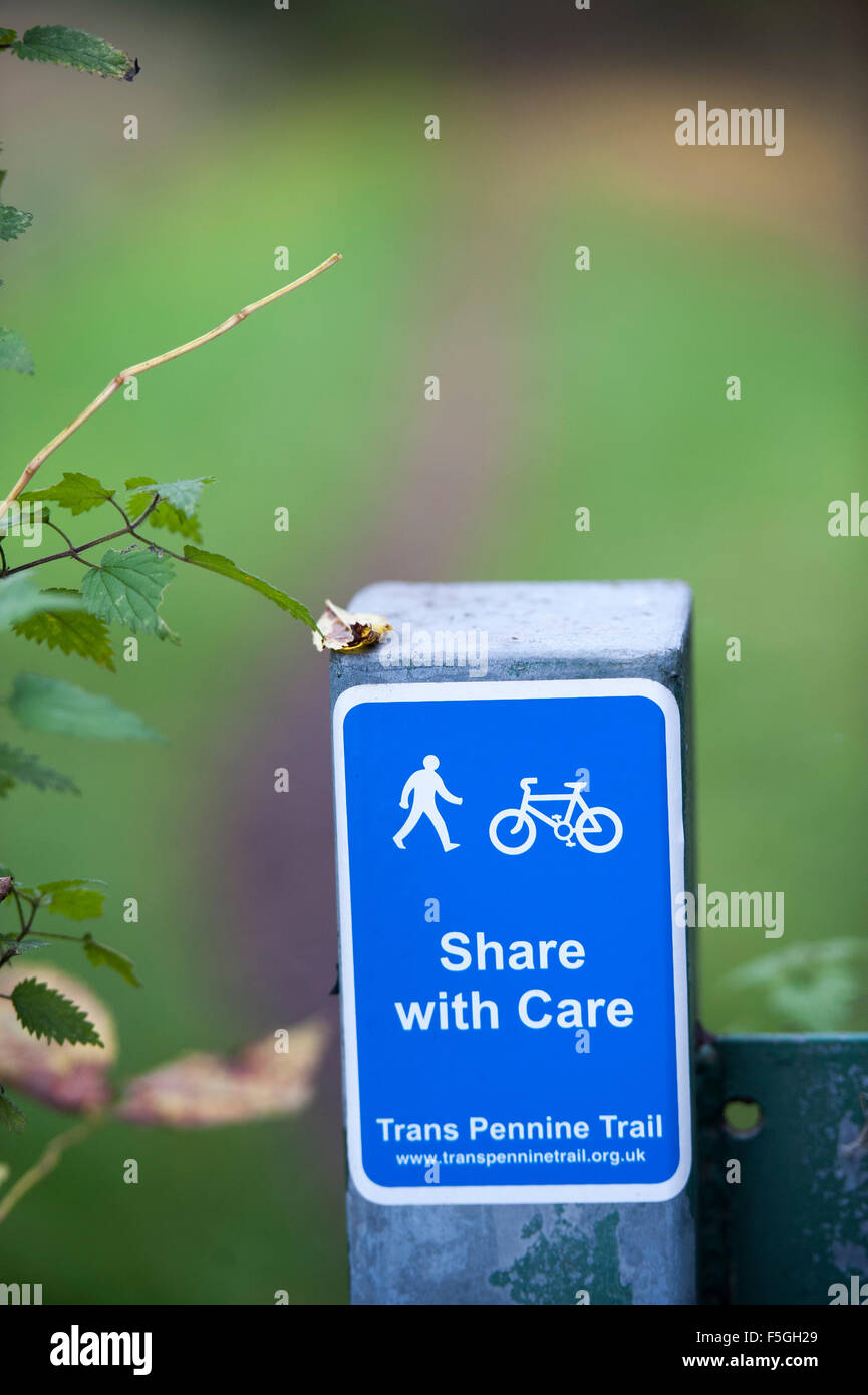 Sign post marking the route of the Trans Pennine Trail in Sheffield ...