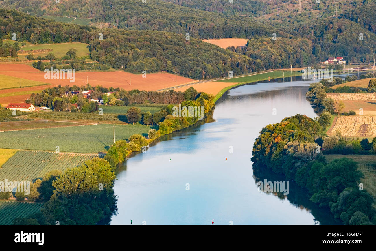Main at Gambach seen from Grainberg, Karlstadt, Lower Franconia ...