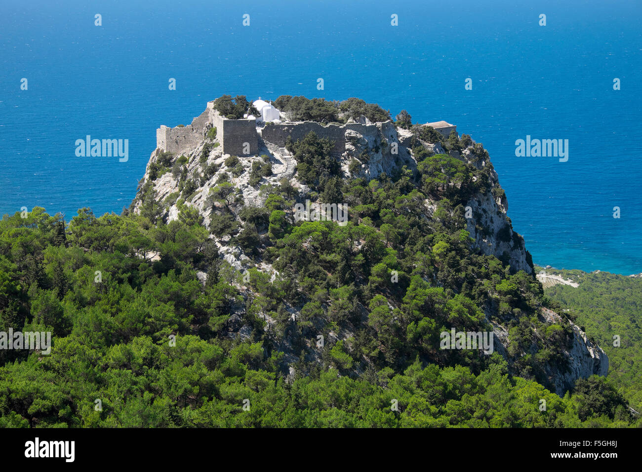 Castle of Monolithos ruins, Rhodes, Dodecanese, Greece Stock Photo - Alamy