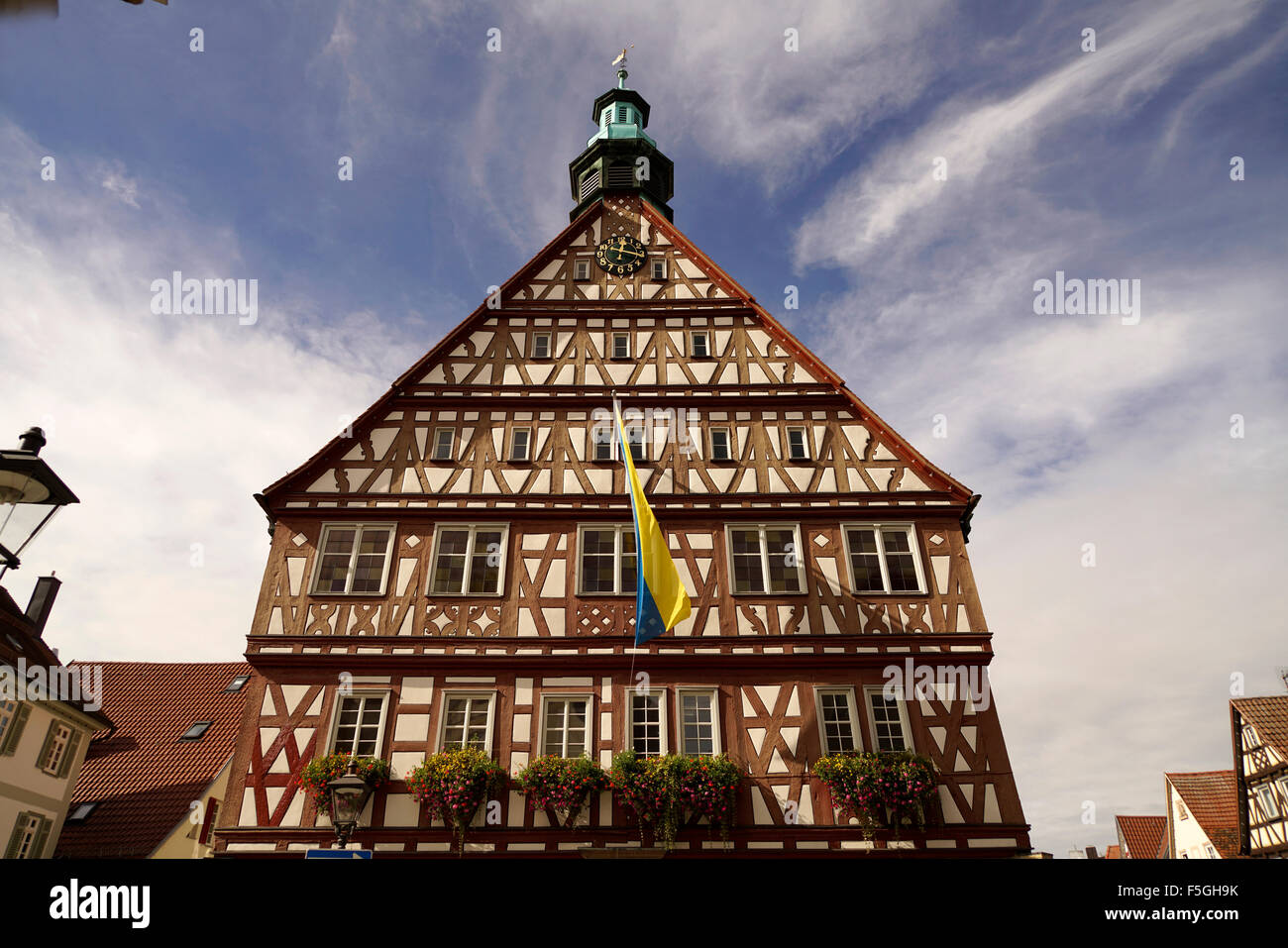 Timbered town hall, Backnang, Baden-Württemberg, Germany Stock Photo ...