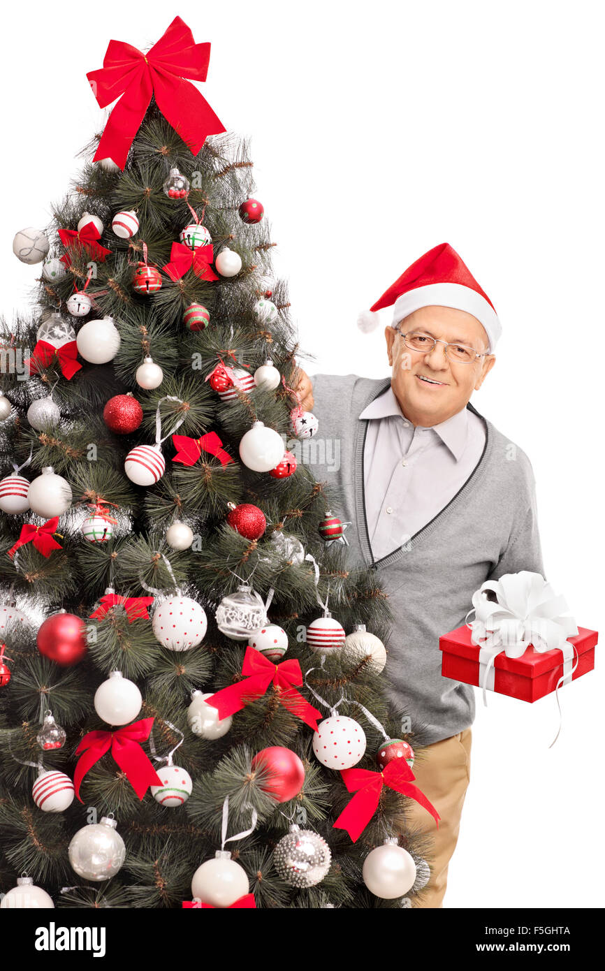 Santa behind the tree hi-res stock photography and images - Alamy