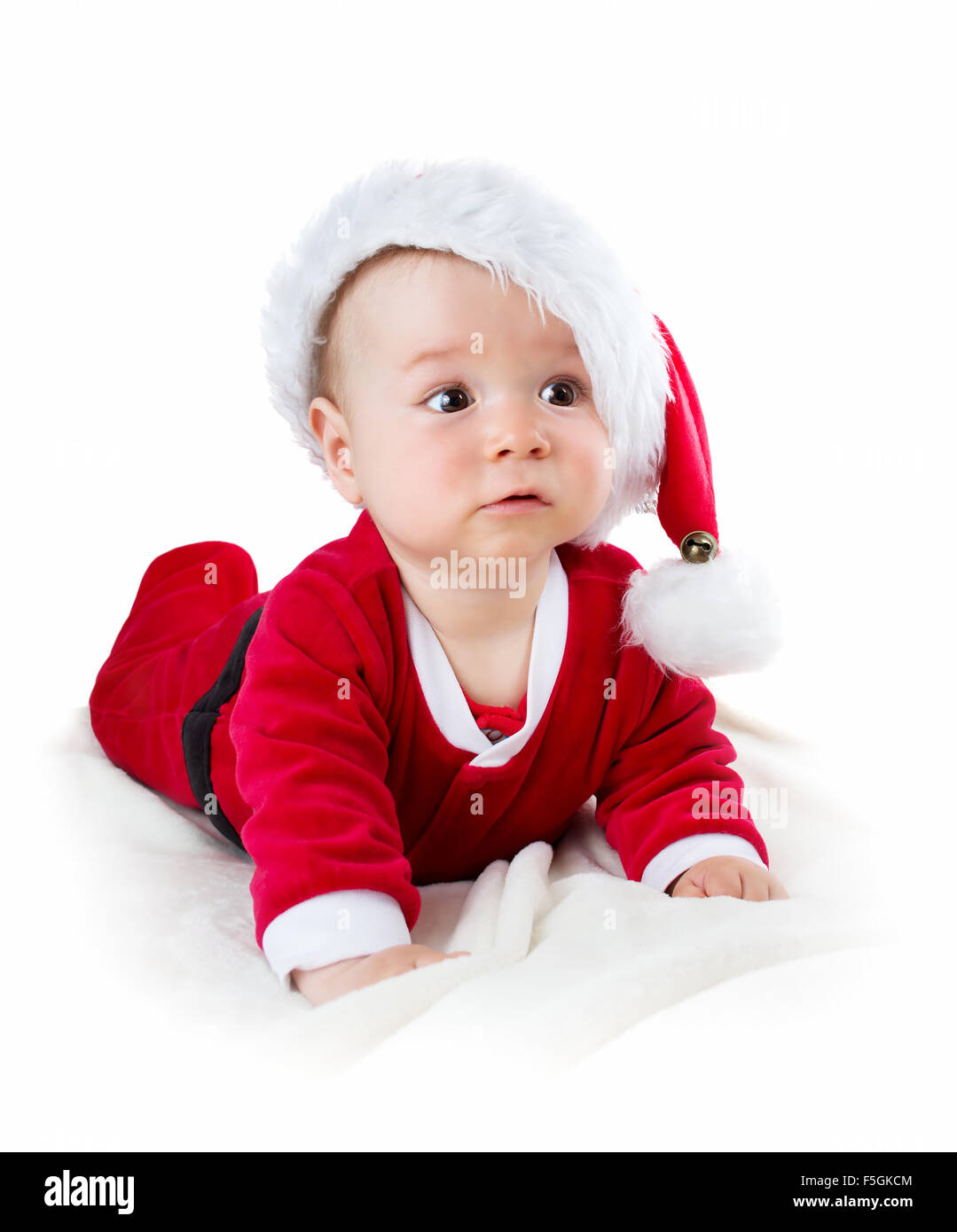 Baby isolated on white background in santa costume Stock Photo - Alamy