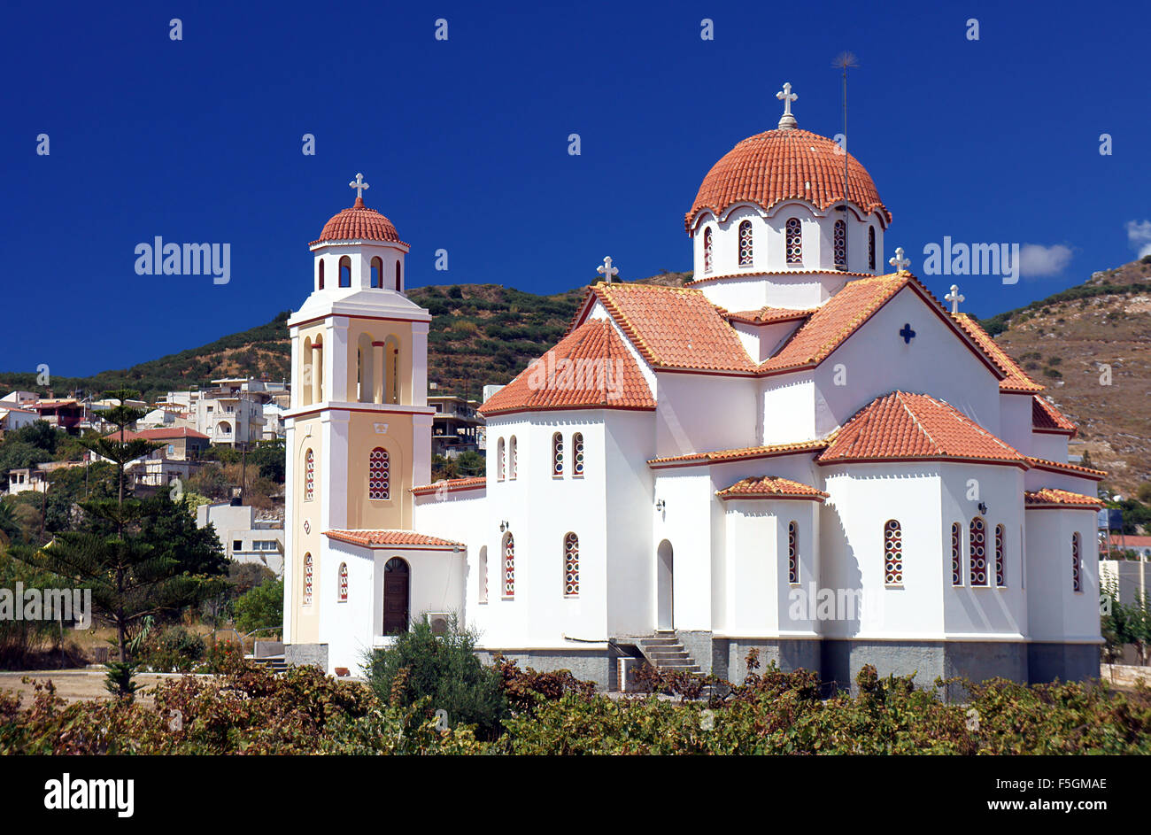 Orthodox church greek town, Crete Stock Photo - Alamy