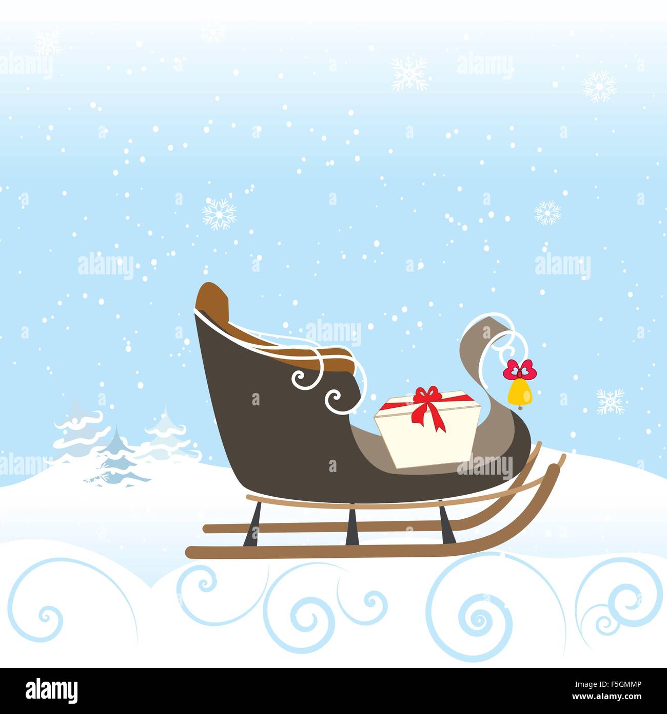 Sled Snow Winter Bell Lovely Kid Special Christimas Vector Illustration ...