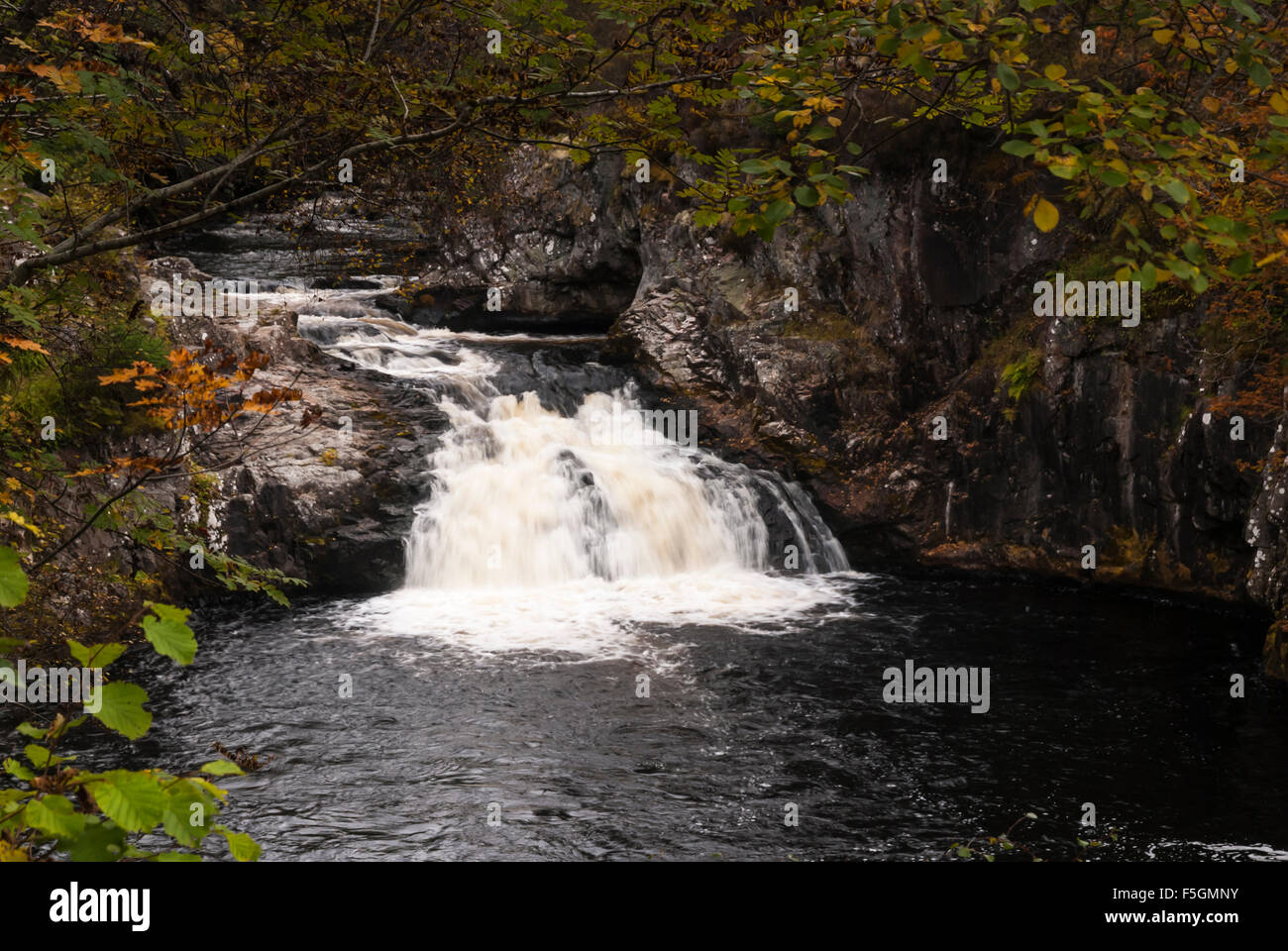 Scottish autumn cascading waterfalls rocks trees west highlands hi-res ...