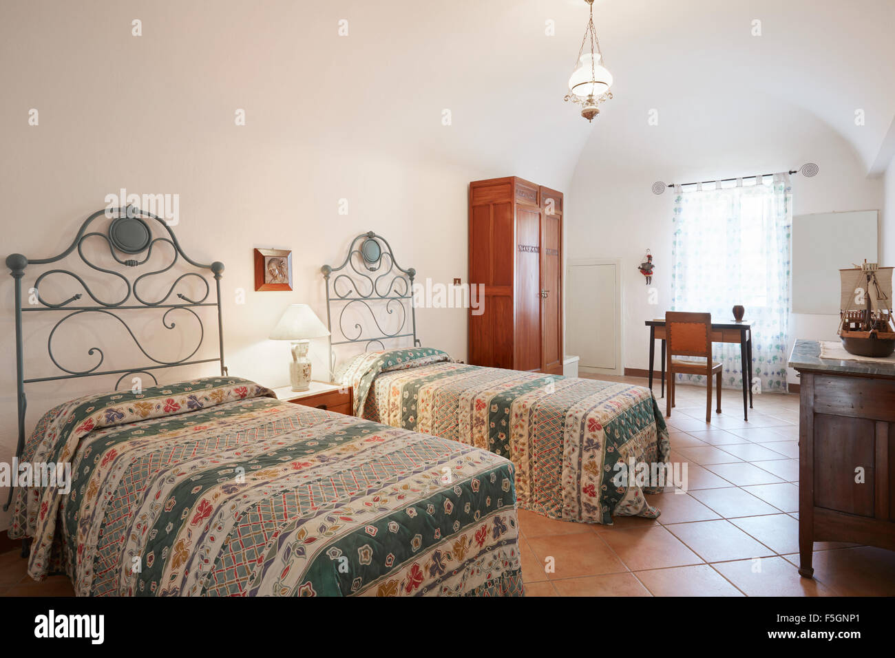 Old bedroom with two beds in ancient house Stock Photo - Alamy