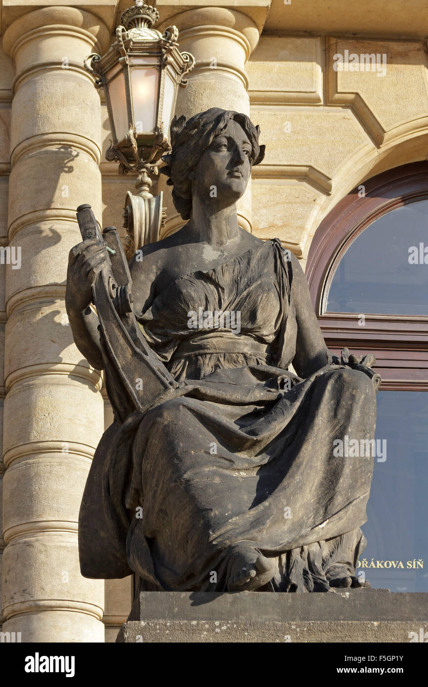 statue, Rudolfinum, Josefov (Jewish Quarter), Prague, Czech Republic ...