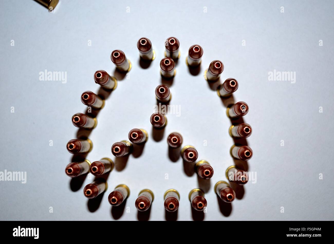 ammunition creates the peace sign logo on white background Stock Photo ...