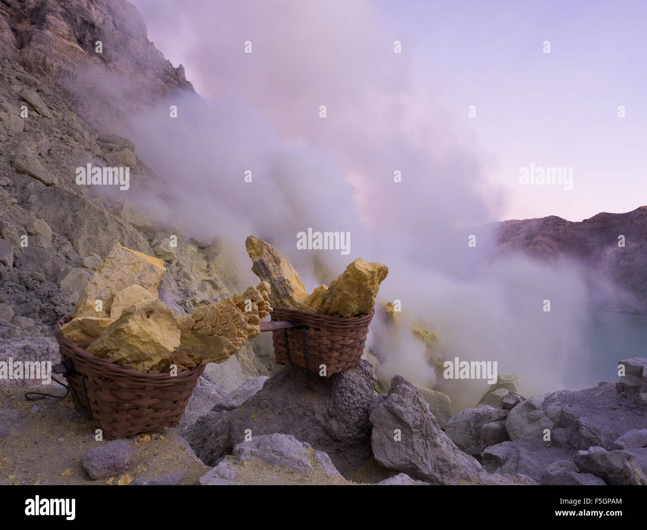 blue sulfur fires on mt.ijen, Java Stock Photo - Alamy