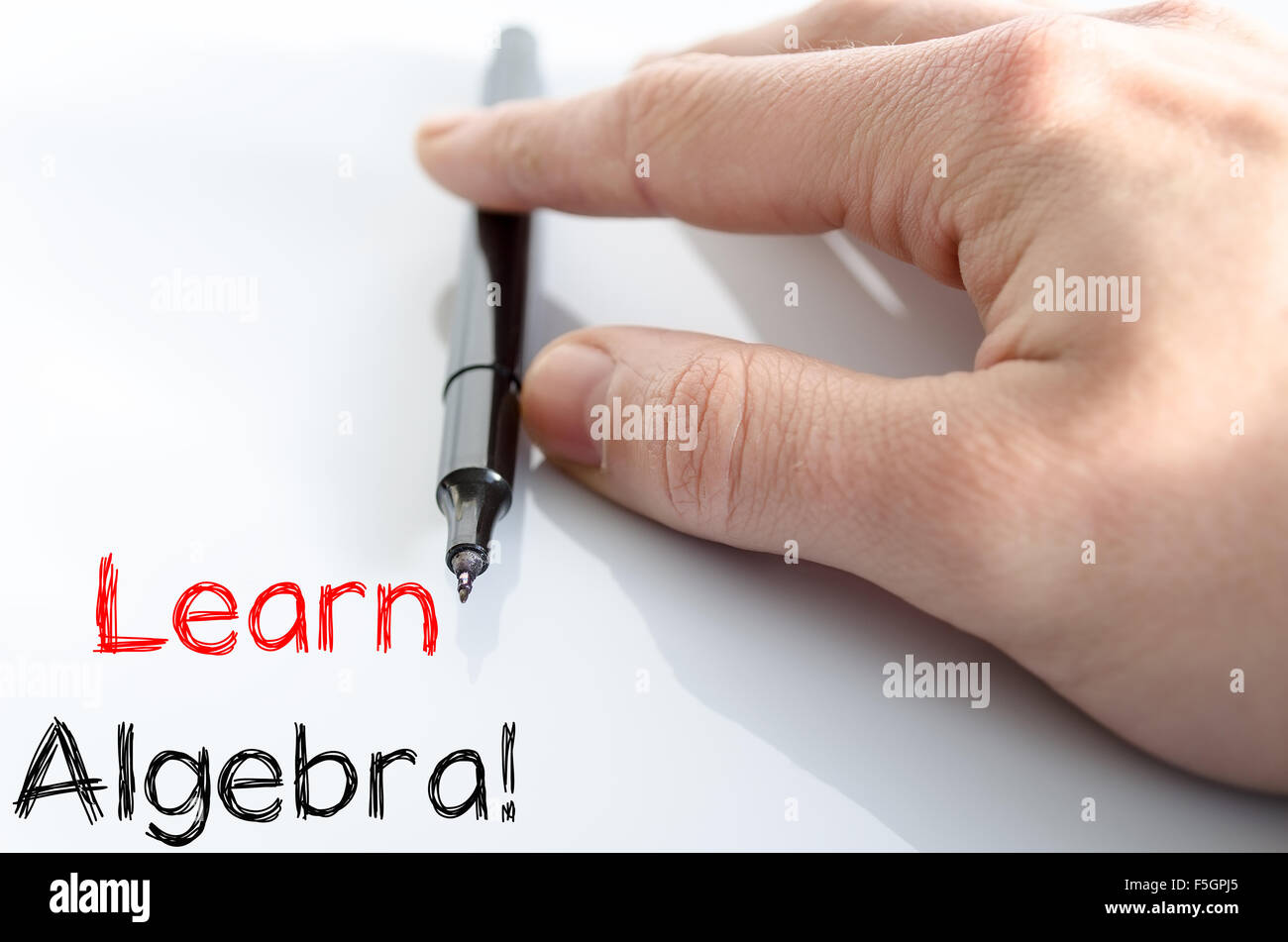 Learn algebra text concept isolated over white background Stock Photo ...