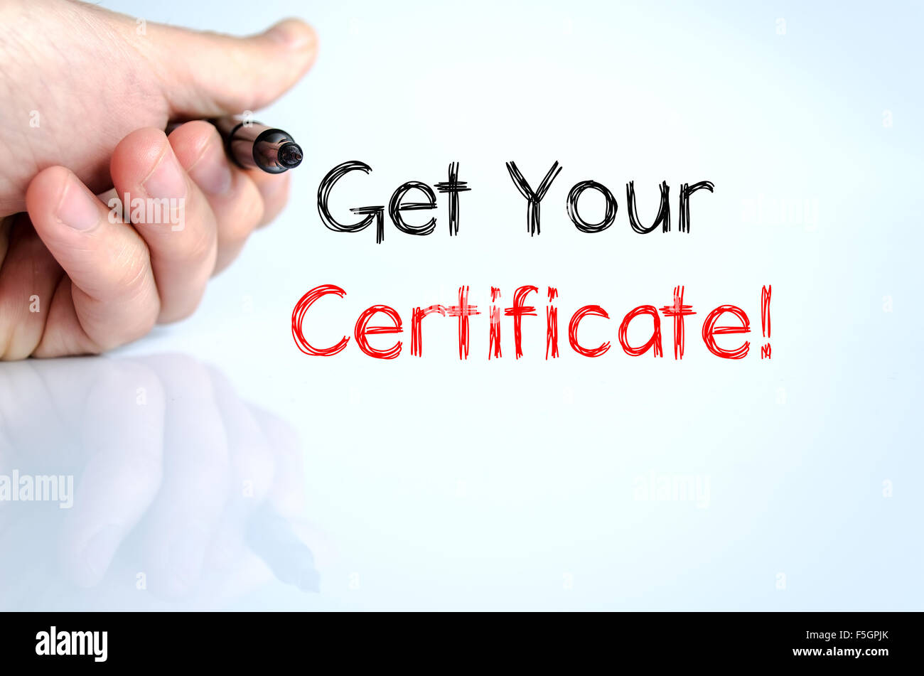 Get your certificate text concept isolated over white background Stock ...