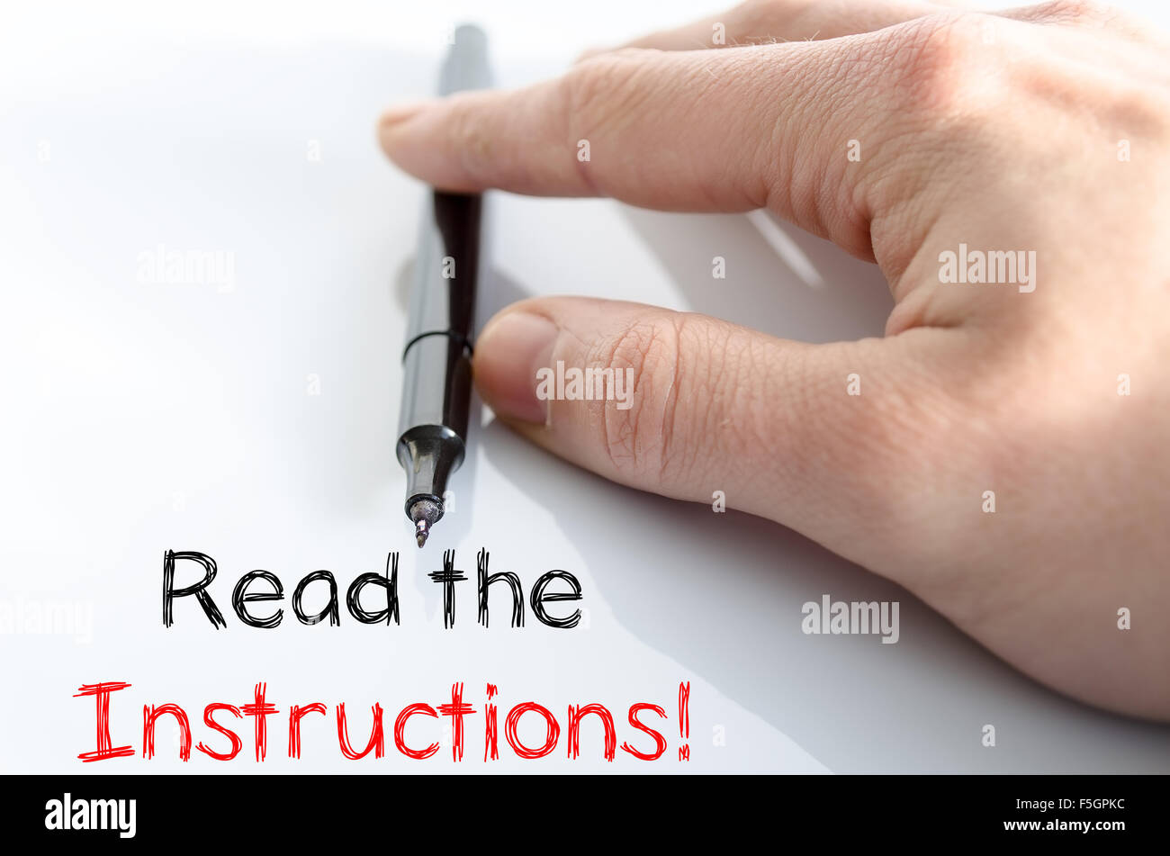 Read the instructions text concept isolated over white background Stock ...