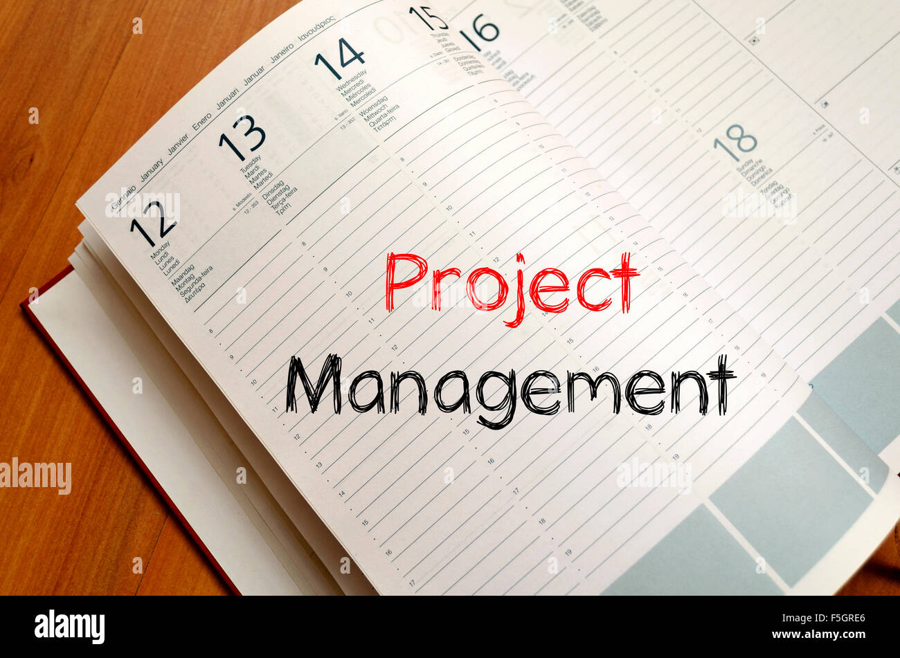 Project management text concept write on notebook Stock Photo - Alamy