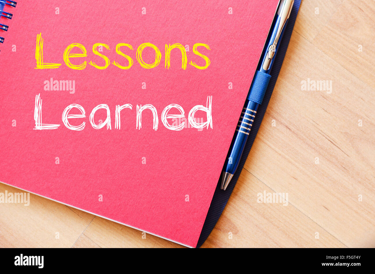 Lessons learned text concept write on notebook Stock Photo - Alamy