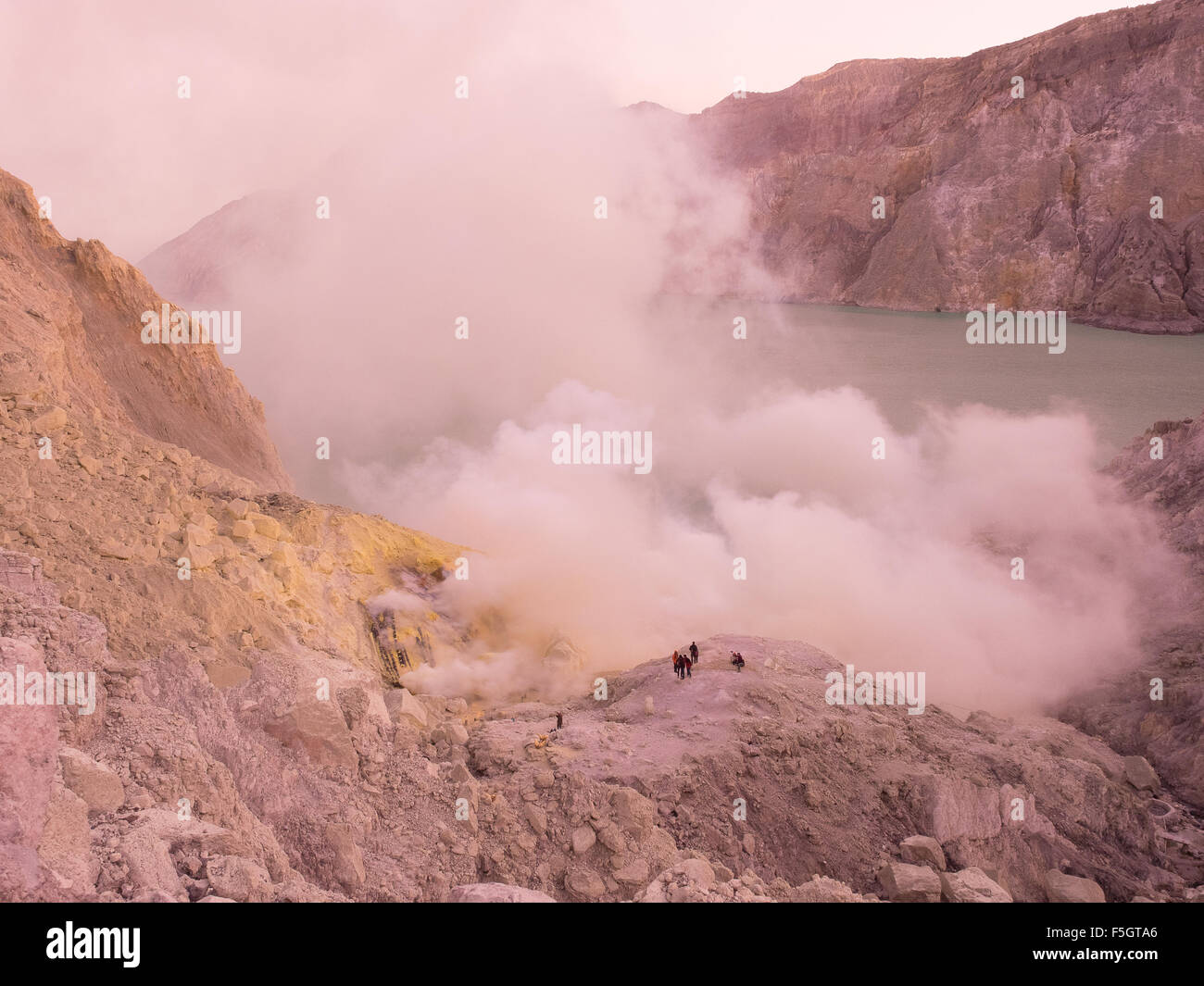 blue sulfur fires on mt.ijen, Java Stock Photo - Alamy