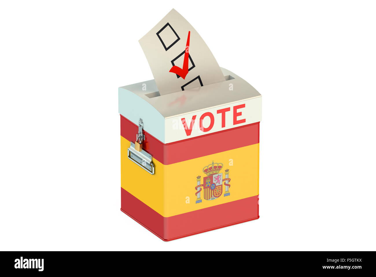 ballot box with flag of Spain isolated on white background Stock Photo ...
