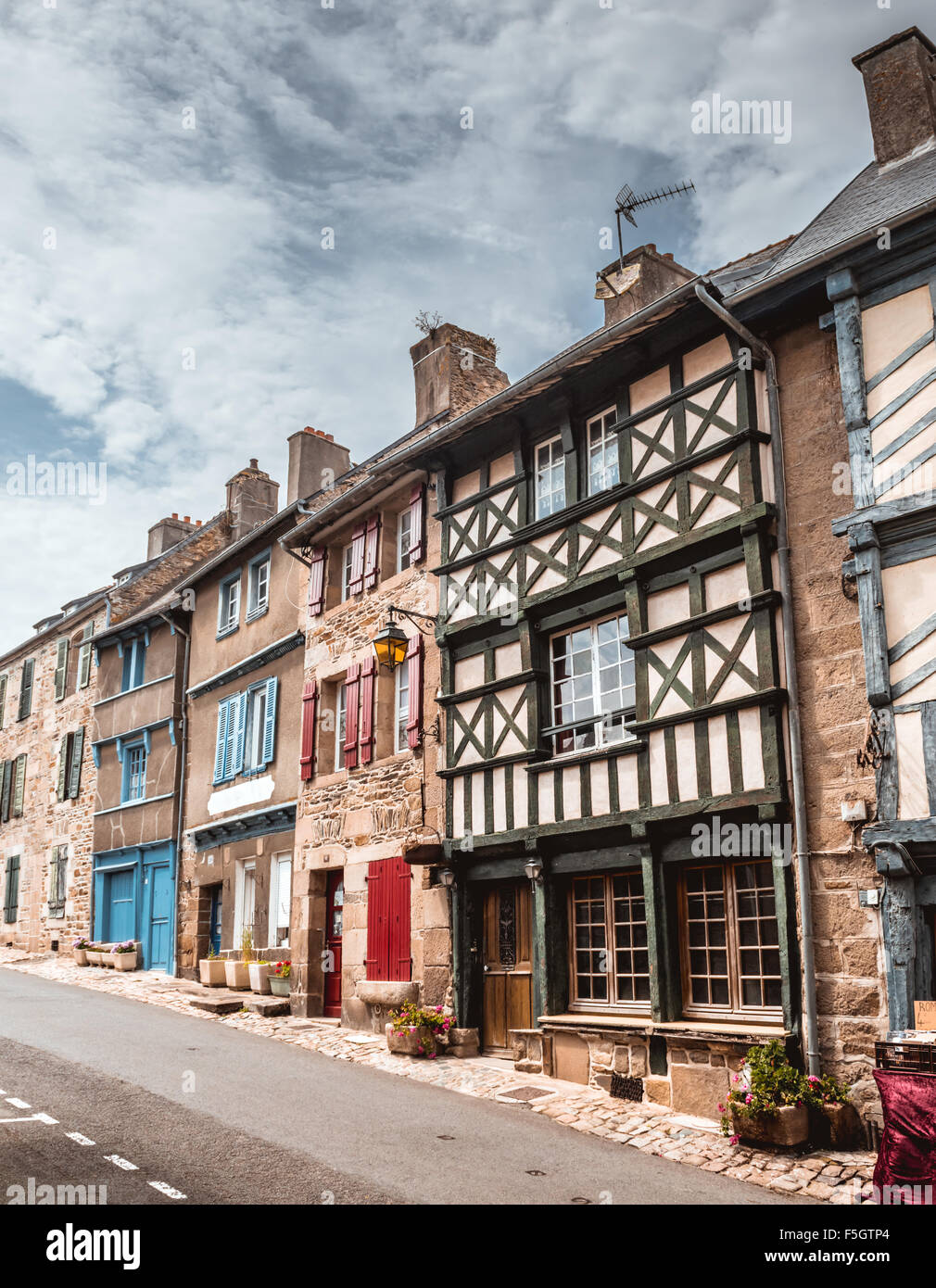 street in old Breton Brittany town Treguier, France Stock Photo - Alamy