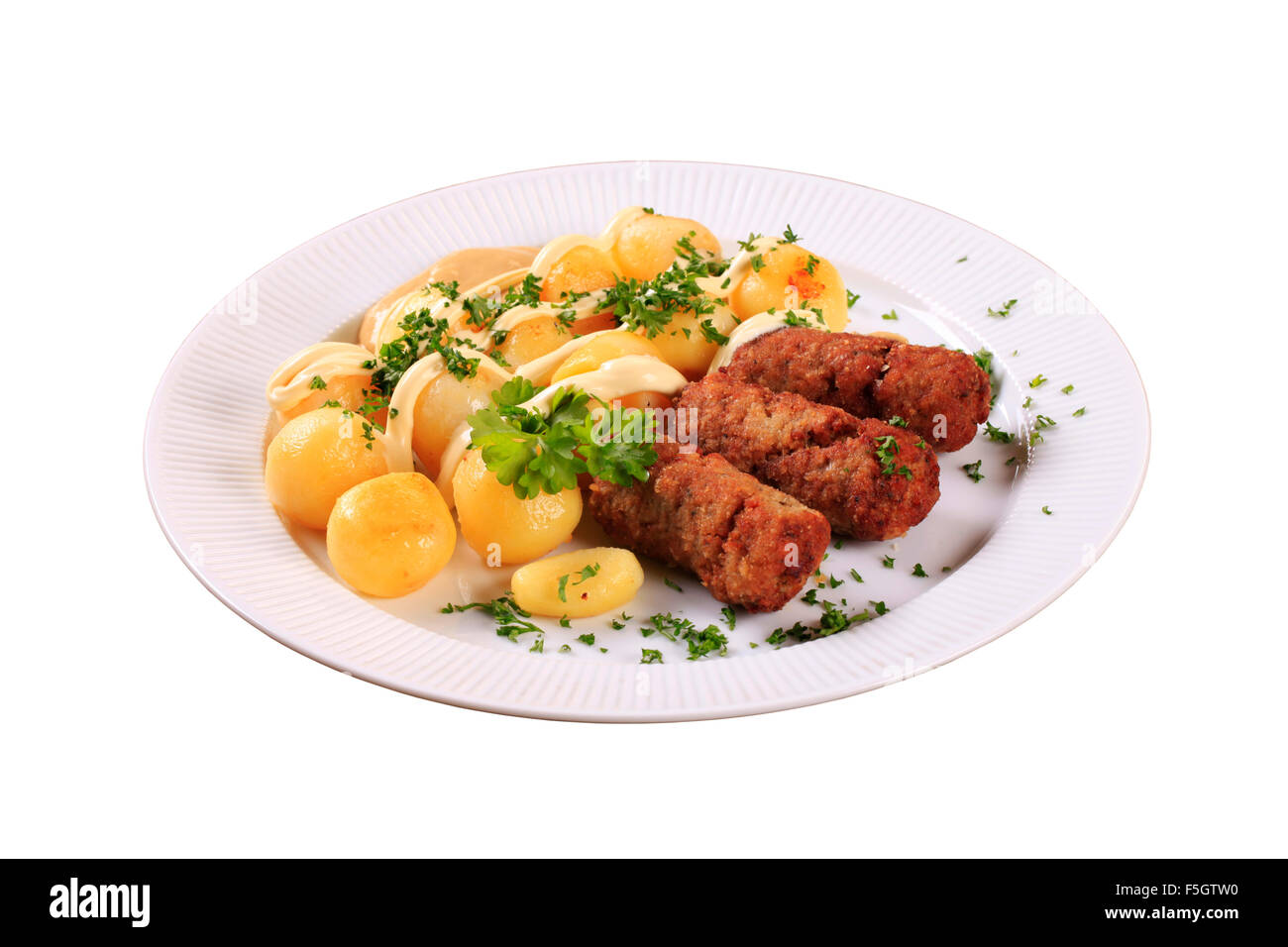 Minced meat finger rolls with potatoes Stock Photo - Alamy