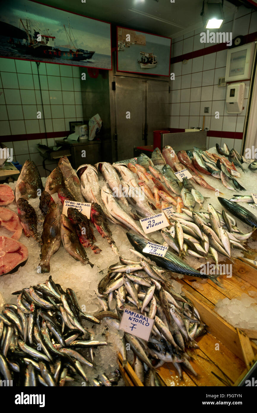 Greece, Crete, Heraklion, fish market Stock Photo - Alamy